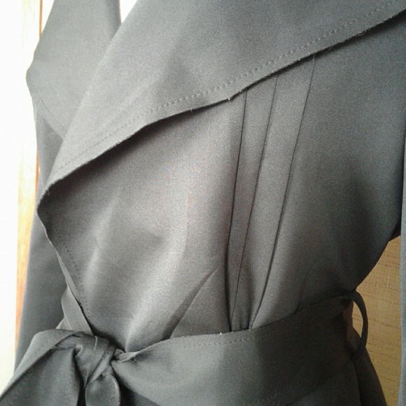 Mei Na | Jackets & Coats | Mei Na Black Wrap Belted Hooded Jacket ...